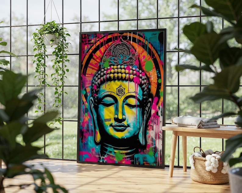 Buddha Graffiti Wall Art, Digital Download, Abstract Colorful Buddha ...