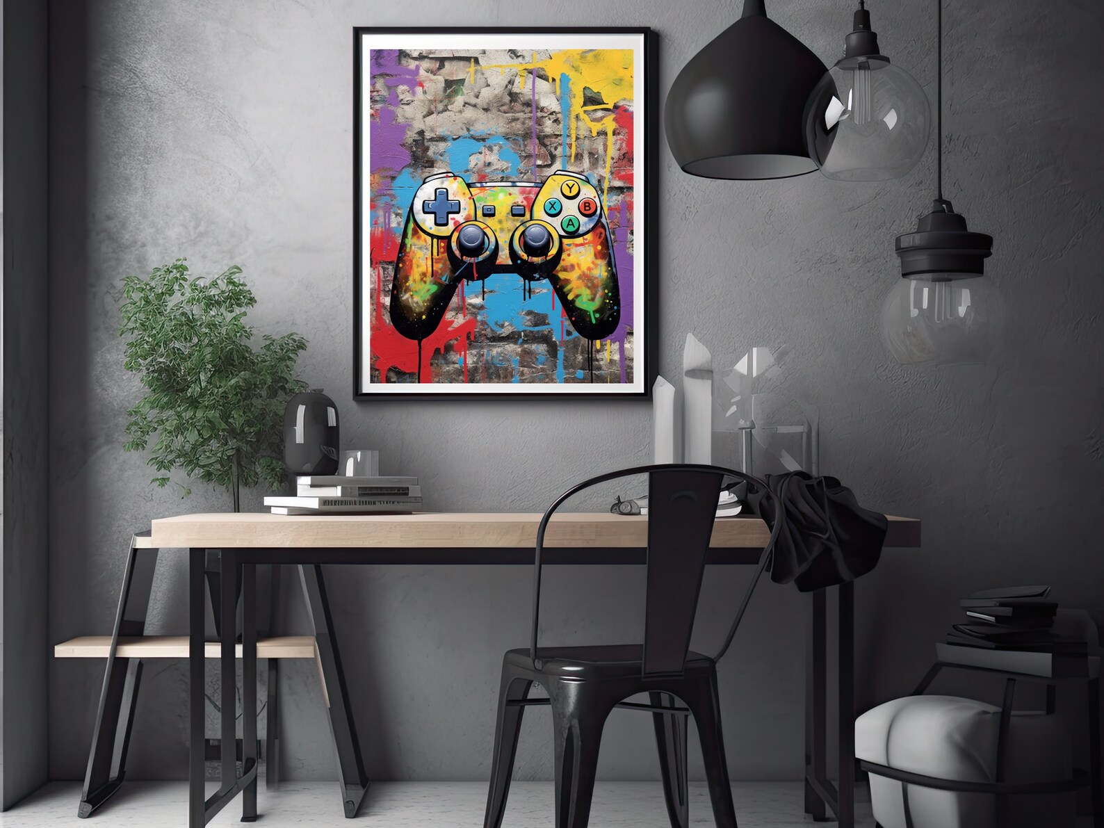 Gaming Graffiti Wall Art Gamepad Painting Game Controller - Etsy