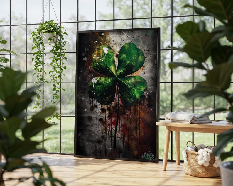 Shamrock Graffiti Wall Art, Digital Download, Lucky Charm Irish Clover ...