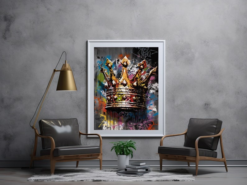 Crown Graffiti Wall Art, Printable Graffiti Art, King Crown Digital Art ...