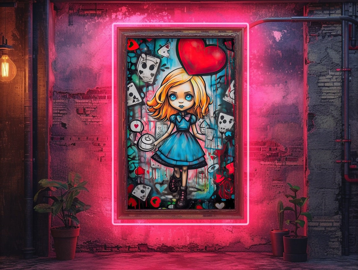 Alice in Wonderland Graffiti Wall Art, Printable Digital, Fairytale ...