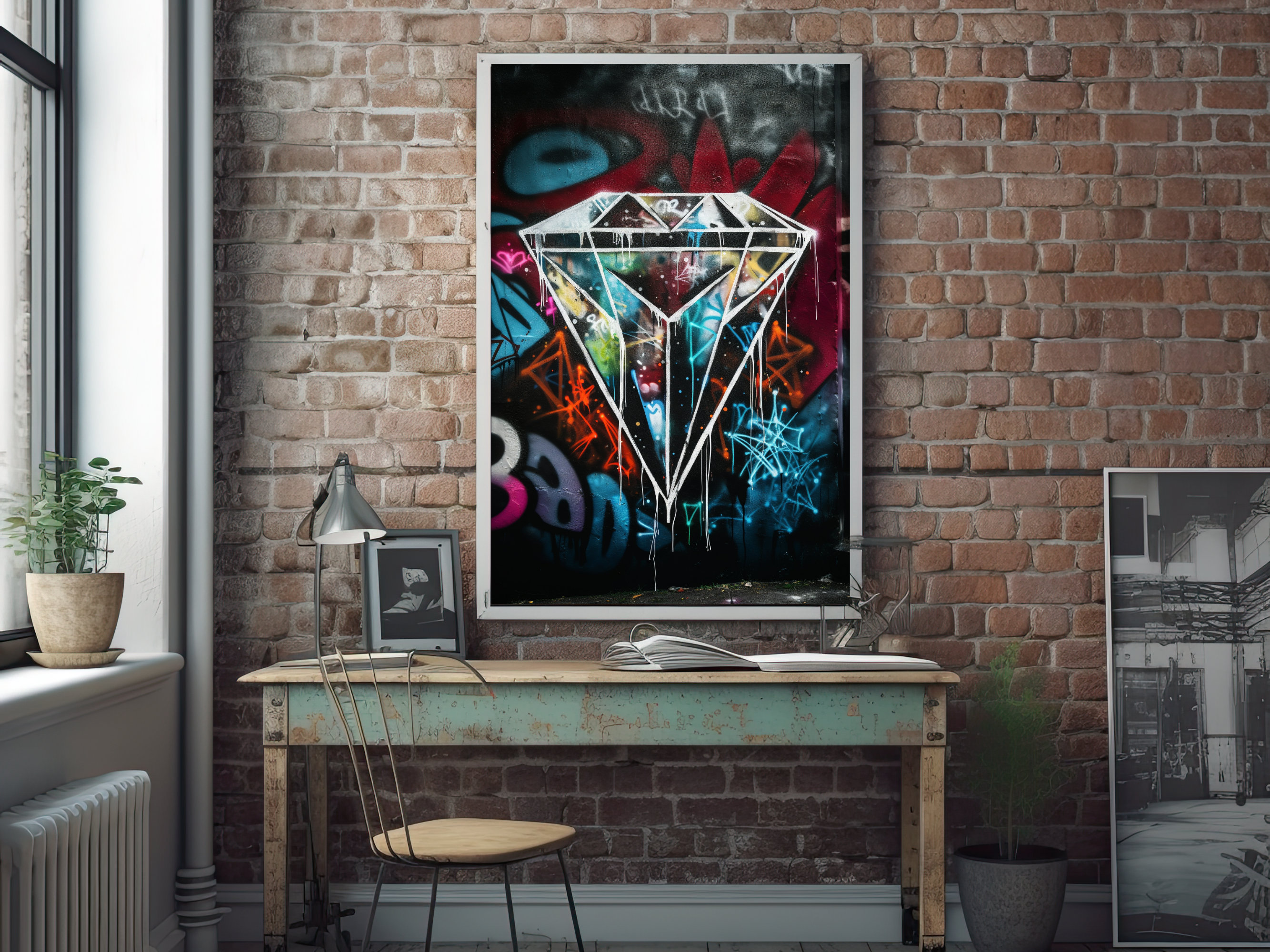 Diamond Graffiti Wall Art Digital Download Print Modern - Etsy