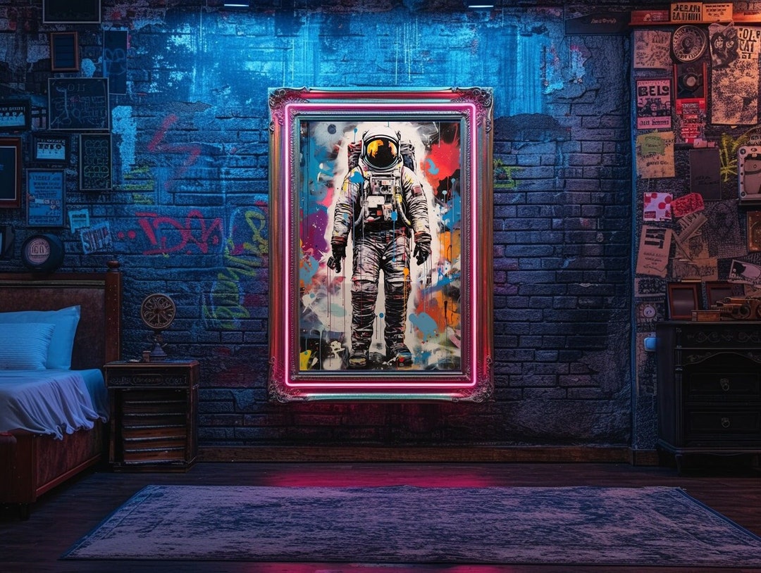Cosmonaut Graffiti Art Print, Urban Astronaut Digital Poster, Modern ...