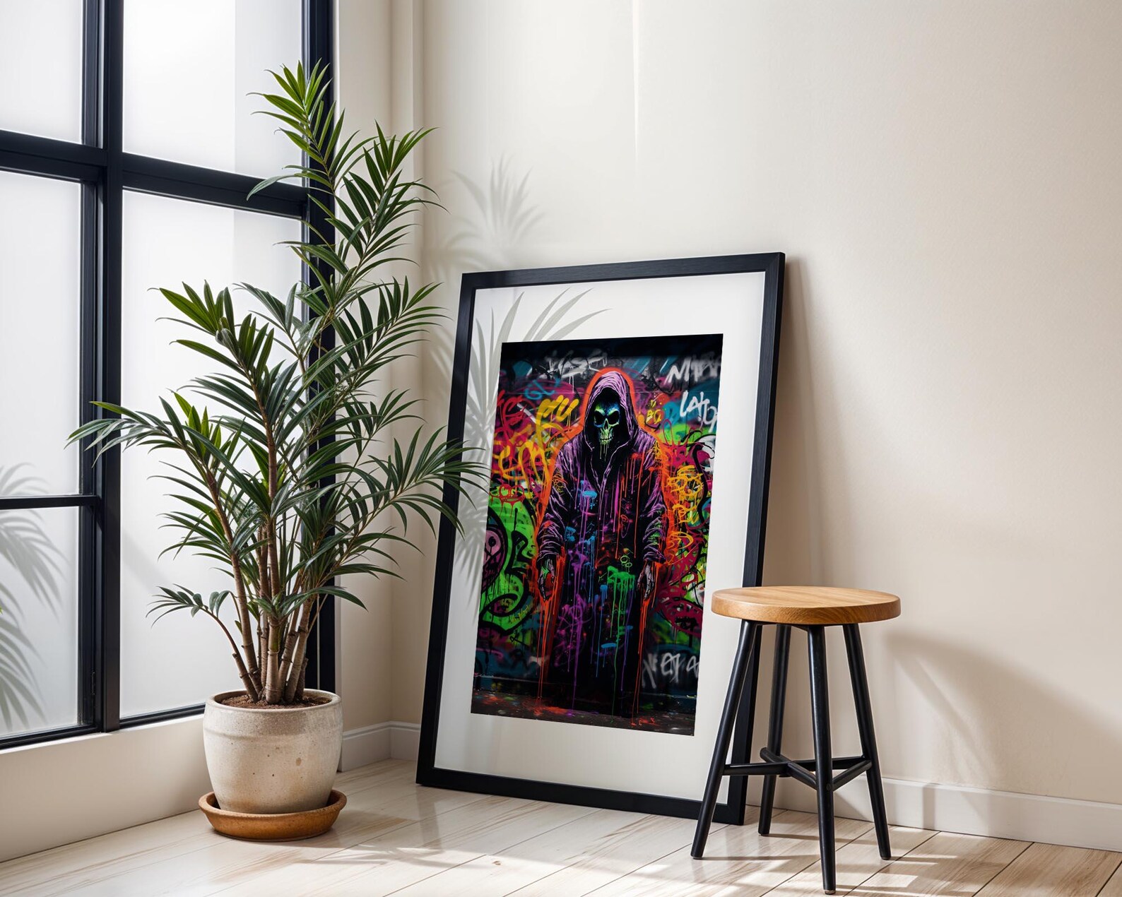 Grim Reaper Graffiti Wall Art, Digital Download Print, Spooky Colorful ...