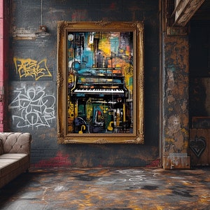 Piano Graffiti Wall Art, Digital Print, Modern Street Art, Musical ...