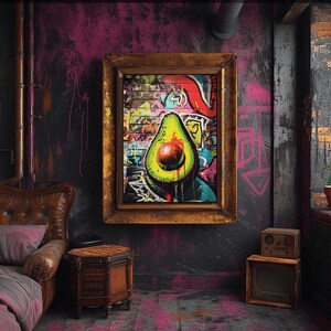 Avocado Graffiti Wall Art, Fruit Art Graffiti Print, Modern, Urban ...