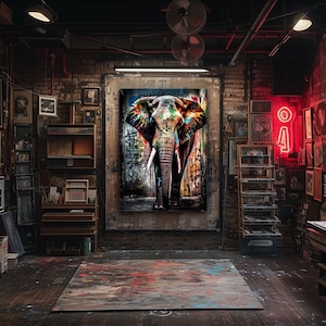 Elephant Graffiti Wall Art, Printable Digital, Colorful Elephant Wall ...