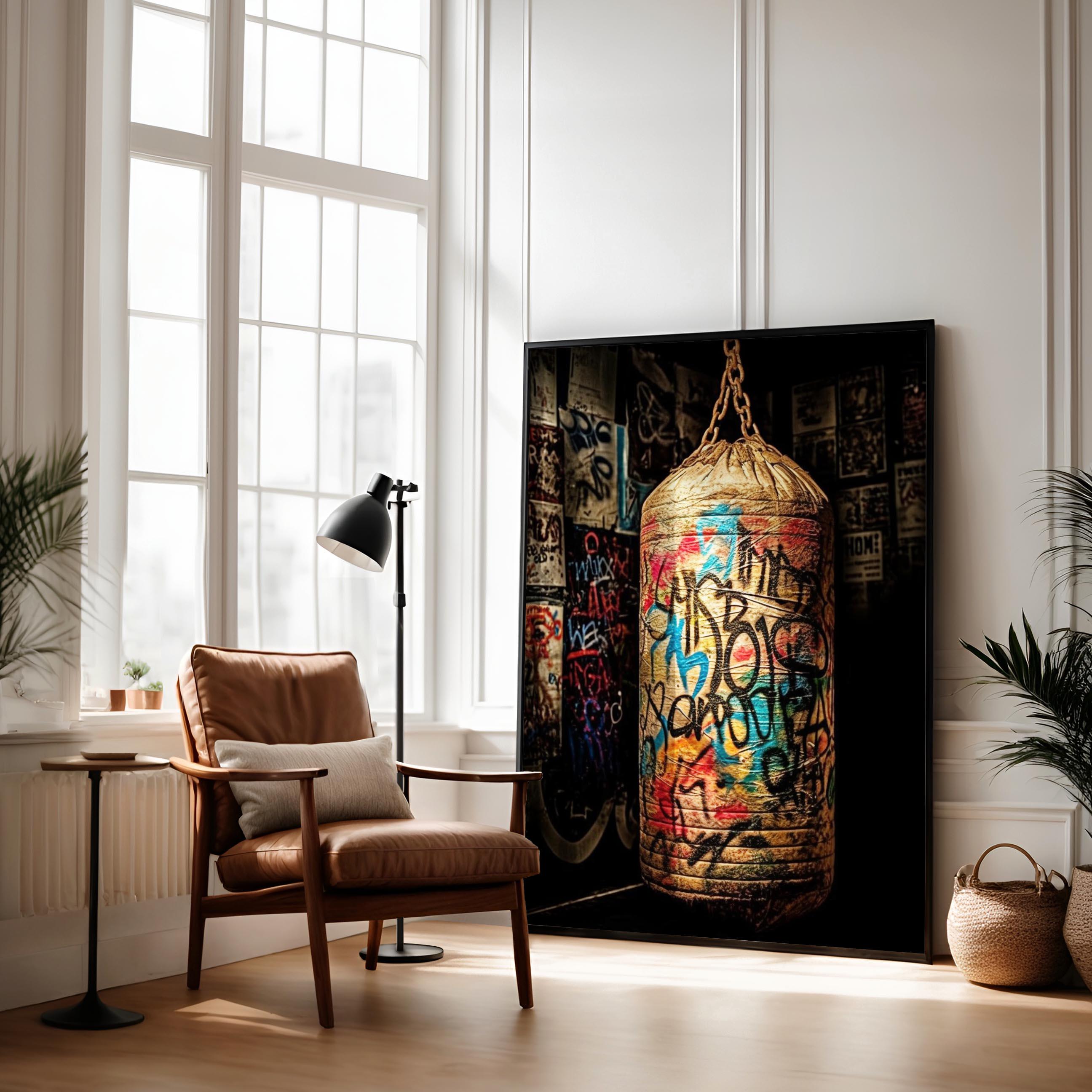 Boxing Graffiti Wall Art, Punching Bag Graffiti Print, Modern, Urban ...