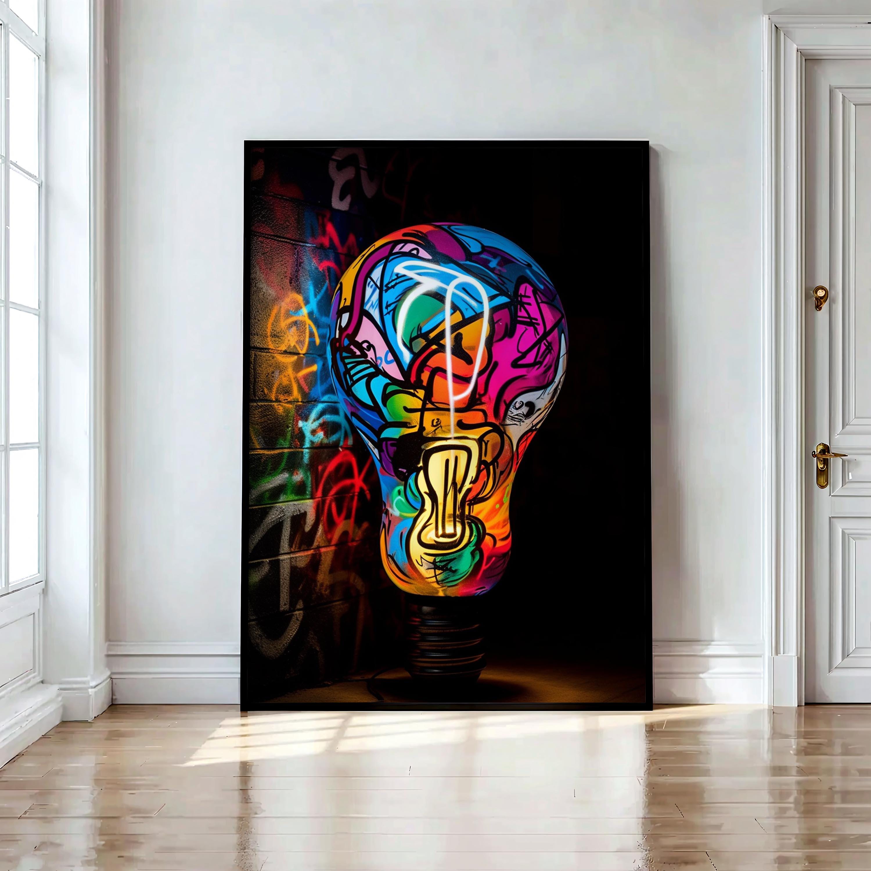 Light Bulb Graffiti Wall Art, Digital Download Print, Modern Street Art ...