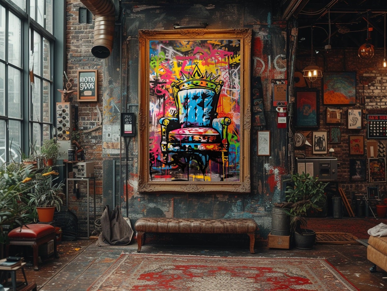 King Throne Graffiti Wall Art, Digital Print, Throne Chair Poster ...