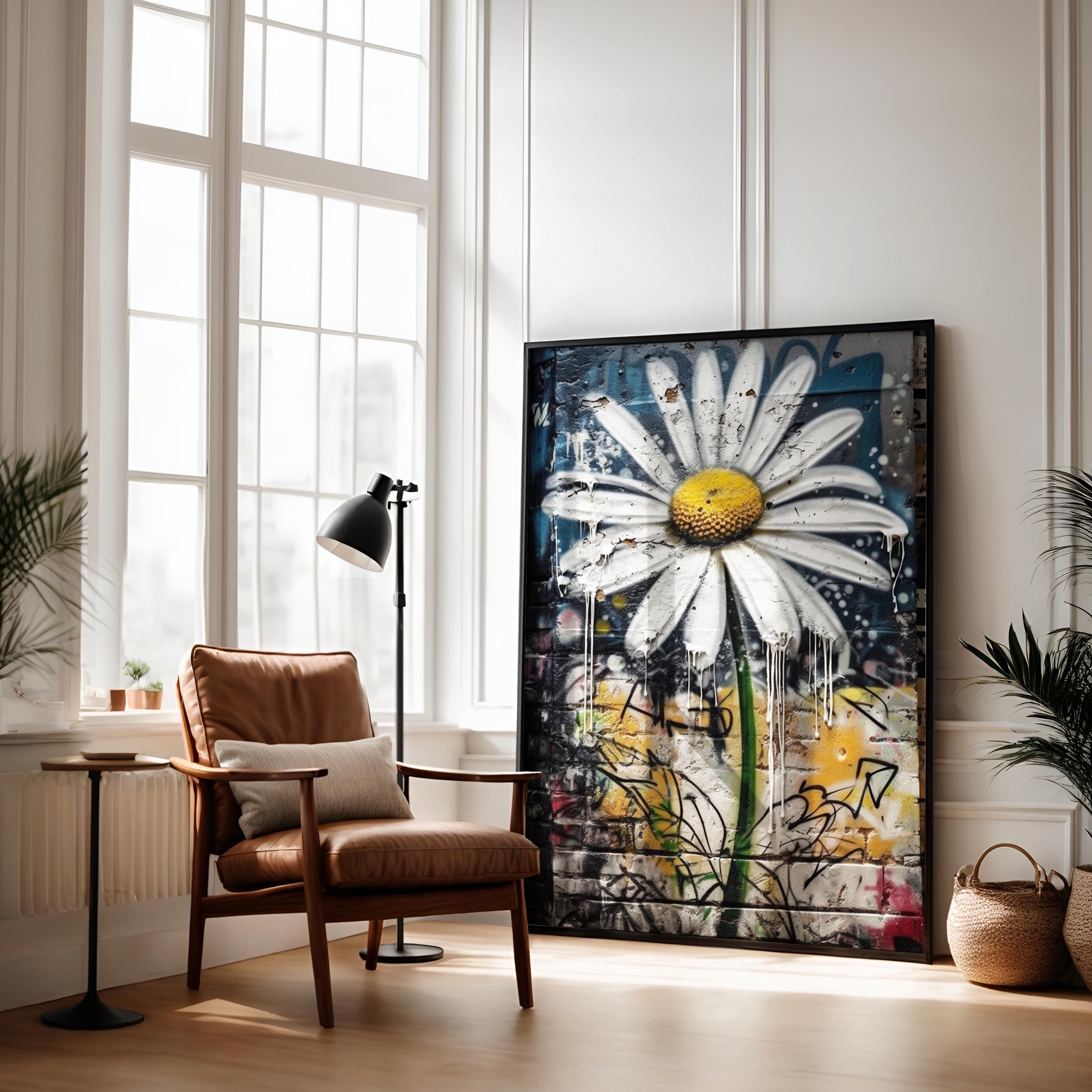 Daisy Flower Graffiti Wall Art, Street Graffiti, Digital Art, Daisy ...