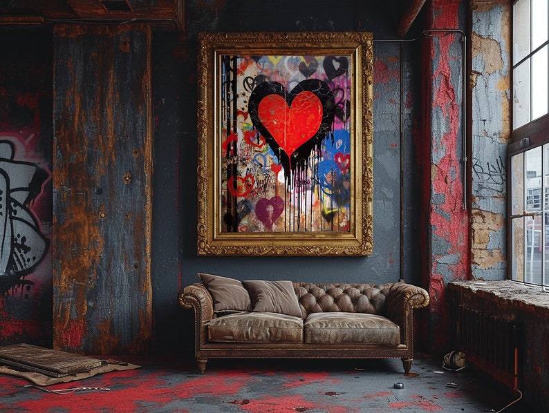 Heart Graffiti Wall Art, Digital Download, Colorful Love Heart Street ...