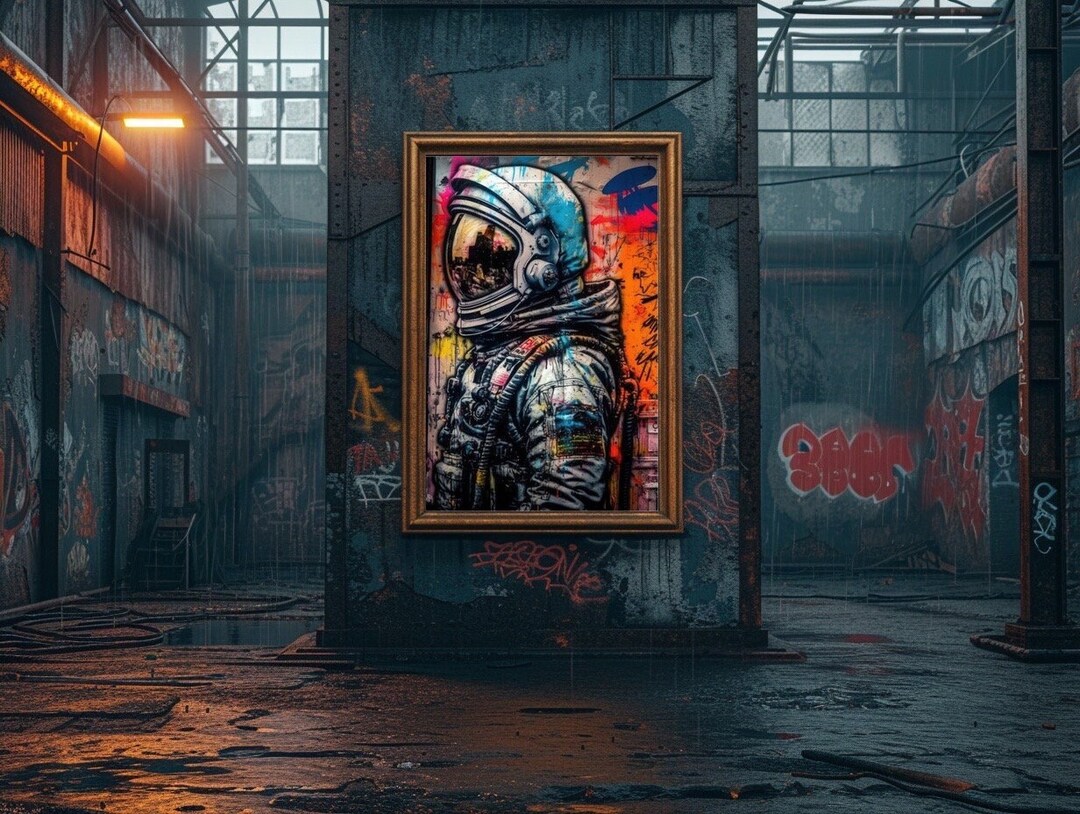 Astronaut Graffiti Wall Art, Space Art Graffiti Print, Modern, Urban ...