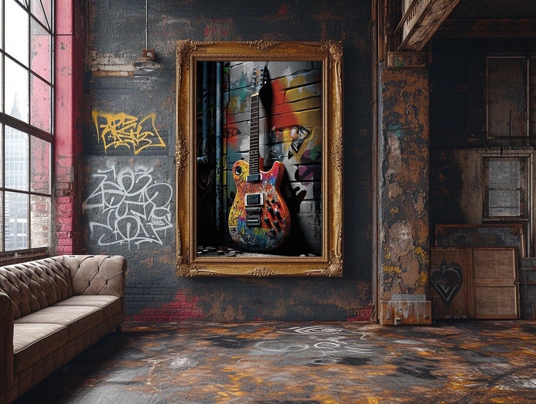 Guitar Graffiti Wall Art, Printable Graffiti Art, Musical Instrument ...
