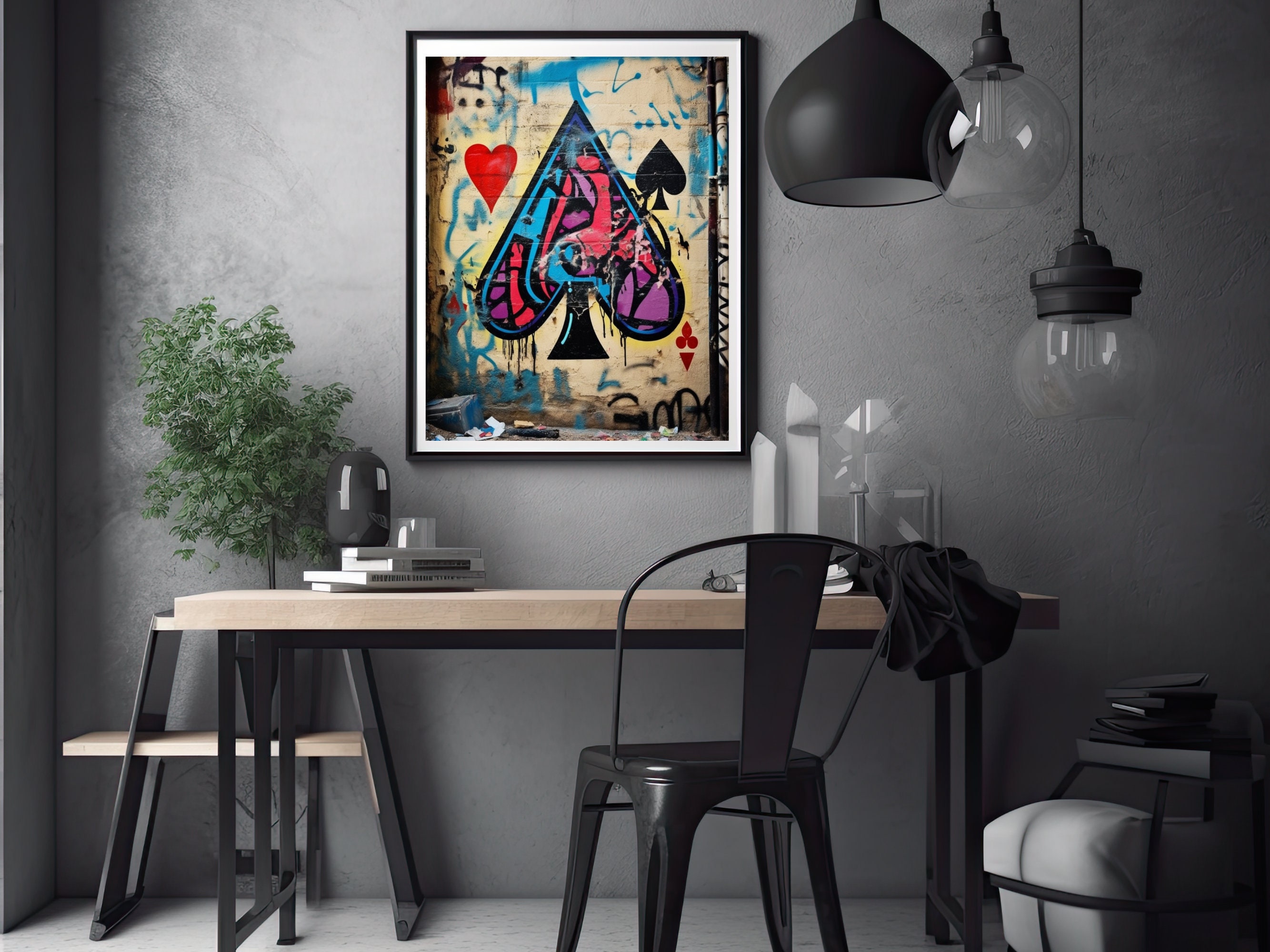 Ace of Spades Graffiti Wall Art, Printable Digital Colorful Playing ...