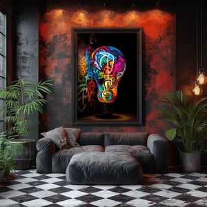 Light Bulb Graffiti Wall Art, Digital Download Print, Modern Street Art ...
