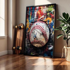 Vibrant Baseball Graffiti Art Print, Digital Sports Wall Decor ...
