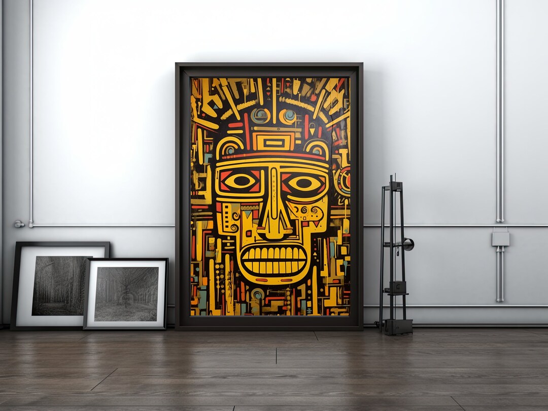 Aztec Graffiti Wall Art Printable Digital Colorful Aztec - Etsy
