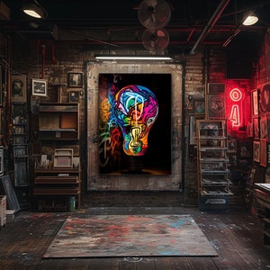 Light Bulb Graffiti Wall Art, Digital Download Print, Modern Street Art ...