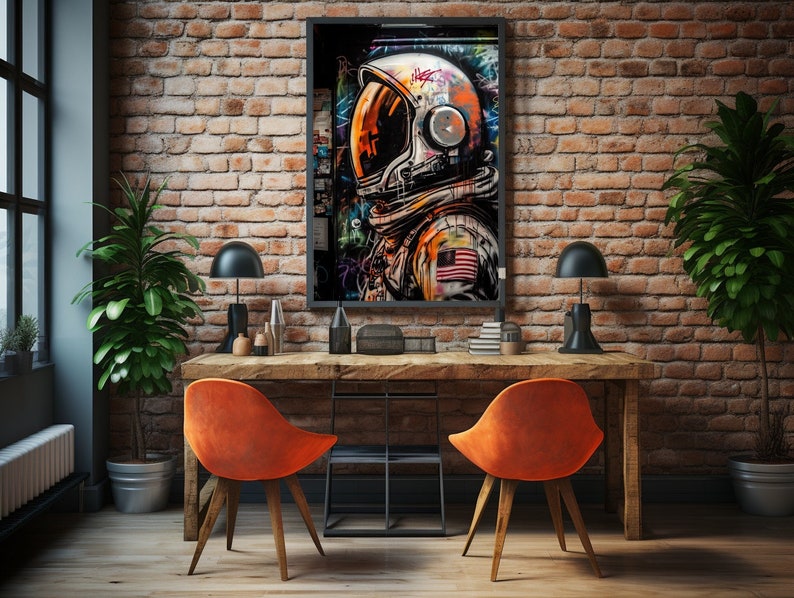 Astronaut Graffiti Wall Art Astronaut Digital Print Space - Etsy Australia