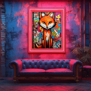Red Fox Graffiti Wall Art, Printable Digital, Fox Nursery Wall Decor ...