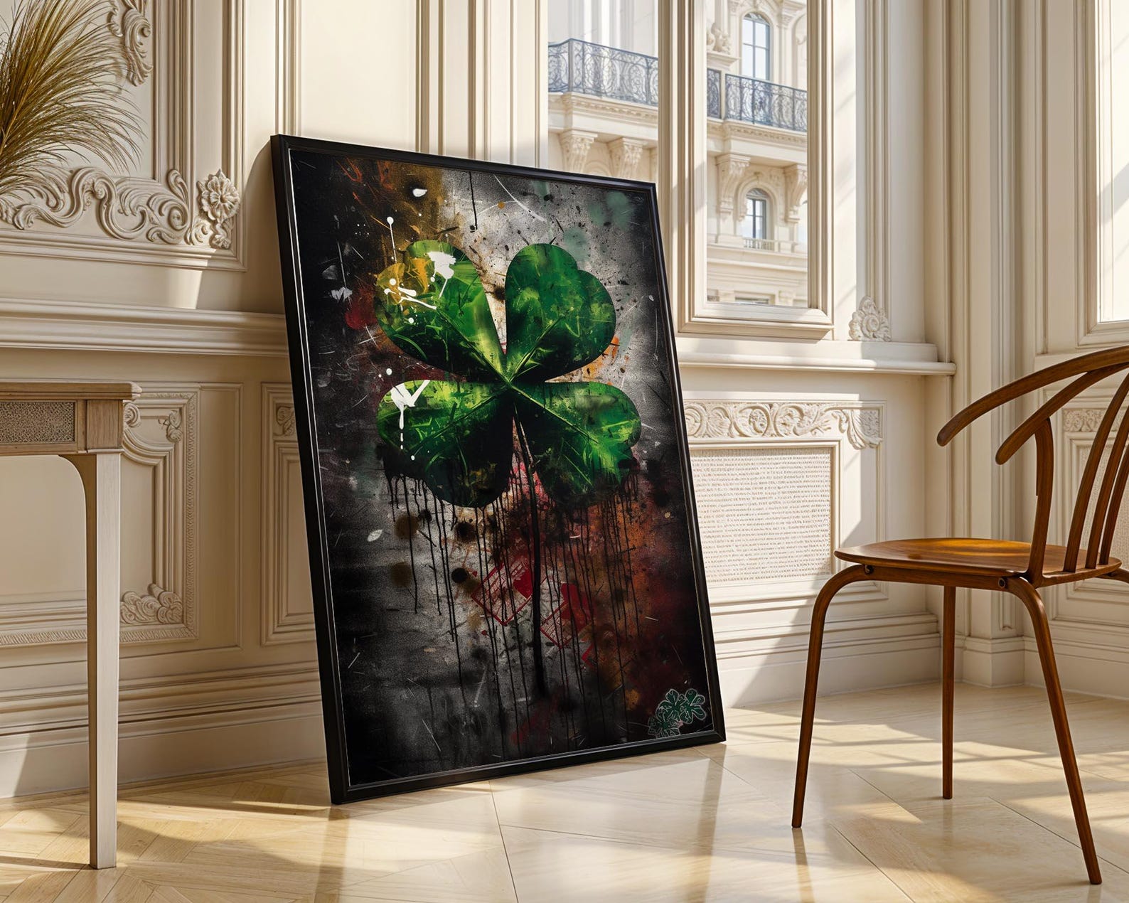 Shamrock Graffiti Wall Art, Digital Download, Lucky Charm Irish Clover ...