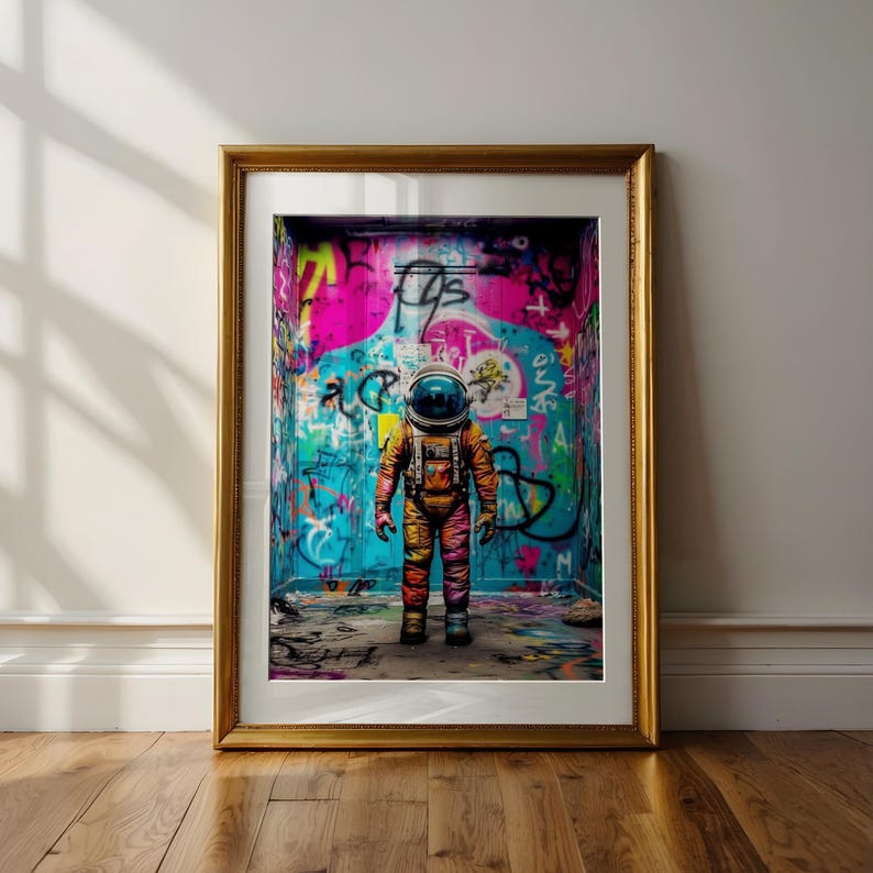 Astronaut Graffiti Wall Art, Printable Digital, Space Astronaut Wall ...