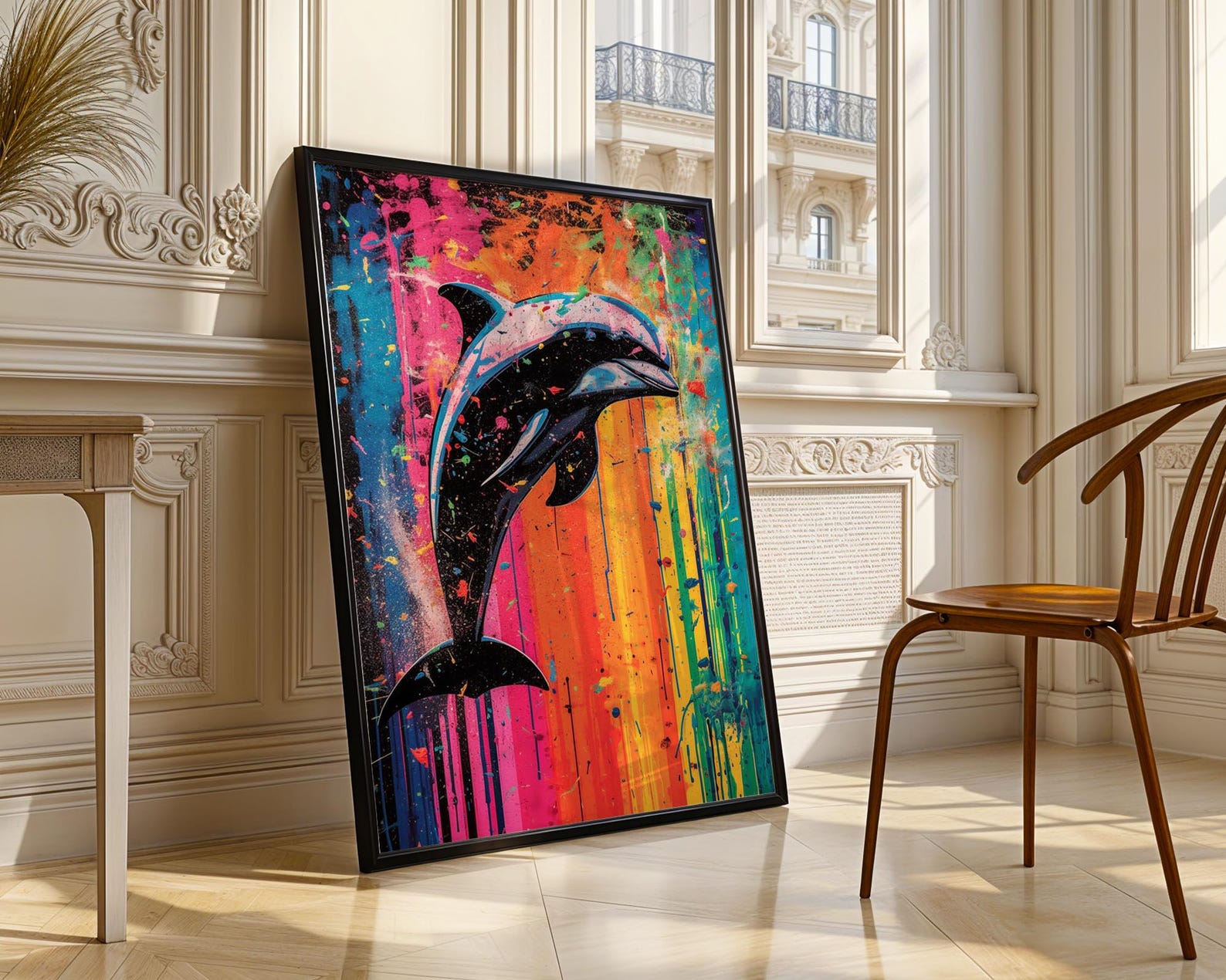 Dolphin Graffiti Wall Art, Printable Digital, Colorful Dolphin Wall ...