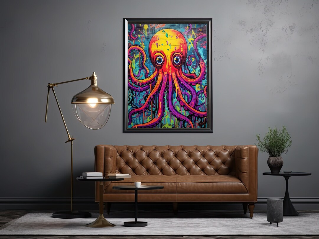 Octopus Graffiti Wall Art Printable Digital Colorful Marine - Etsy