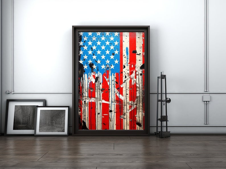 American Flag Graffiti Wall Art Digital Printable USA Flag - Etsy