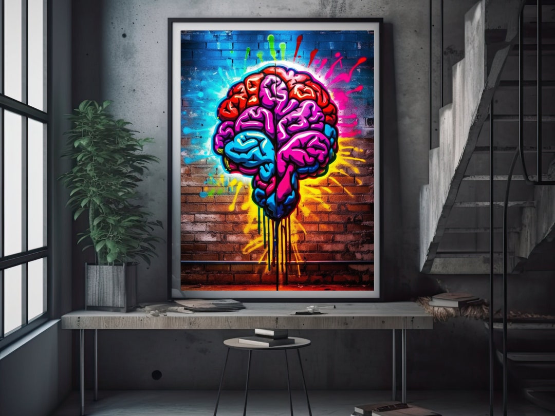 Human Brain Graffiti Wall Art Printable Digital (Instant Download) - Etsy