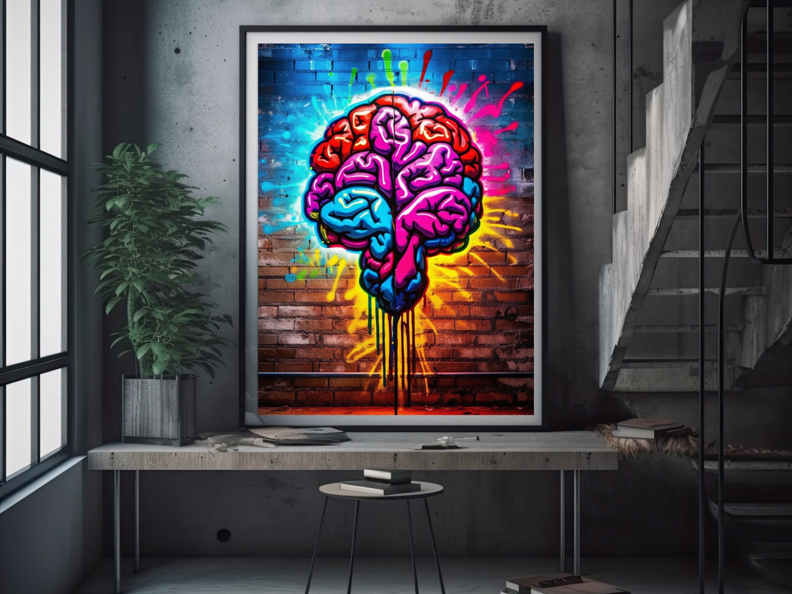 Human Brain Graffiti Wall Art Printable Digital (Instant Download) - Etsy