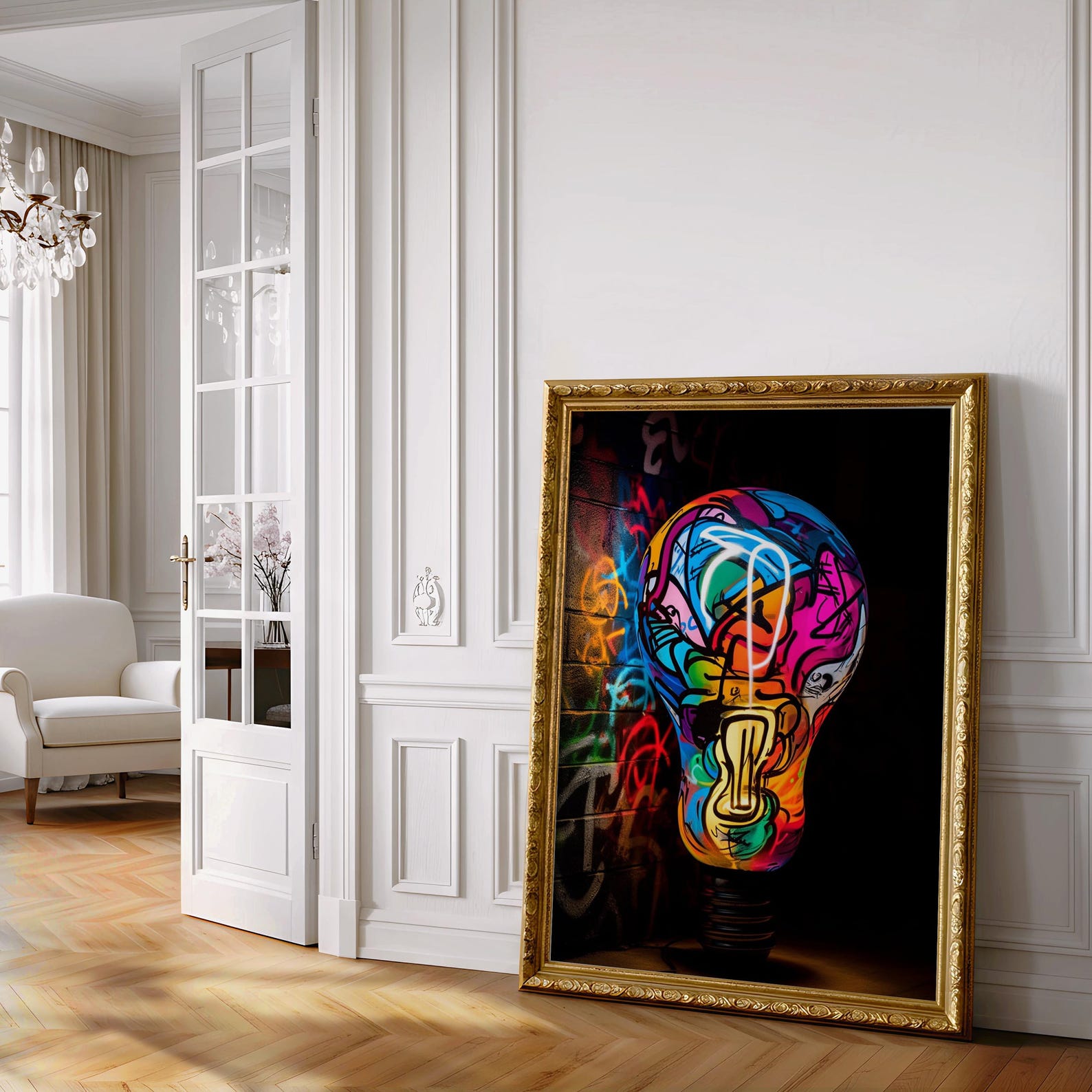 Light Bulb Graffiti Wall Art, Digital Download Print, Modern Street Art ...