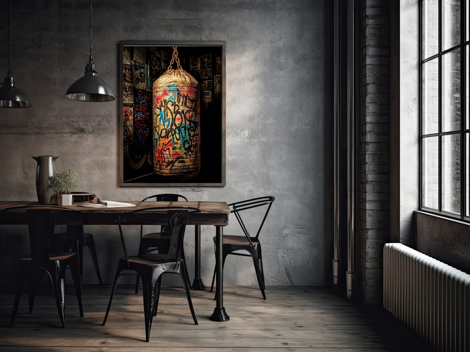 Boxing Graffiti Wall Art, Punching Bag Graffiti Print Modern, Urban ...