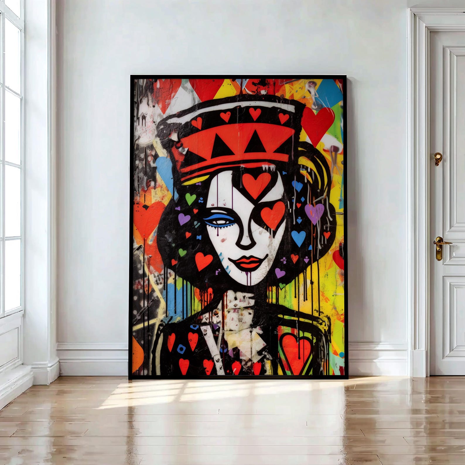 Queen of Hearts Graffiti Wall Art, Printable Digital, Playing Cards ...