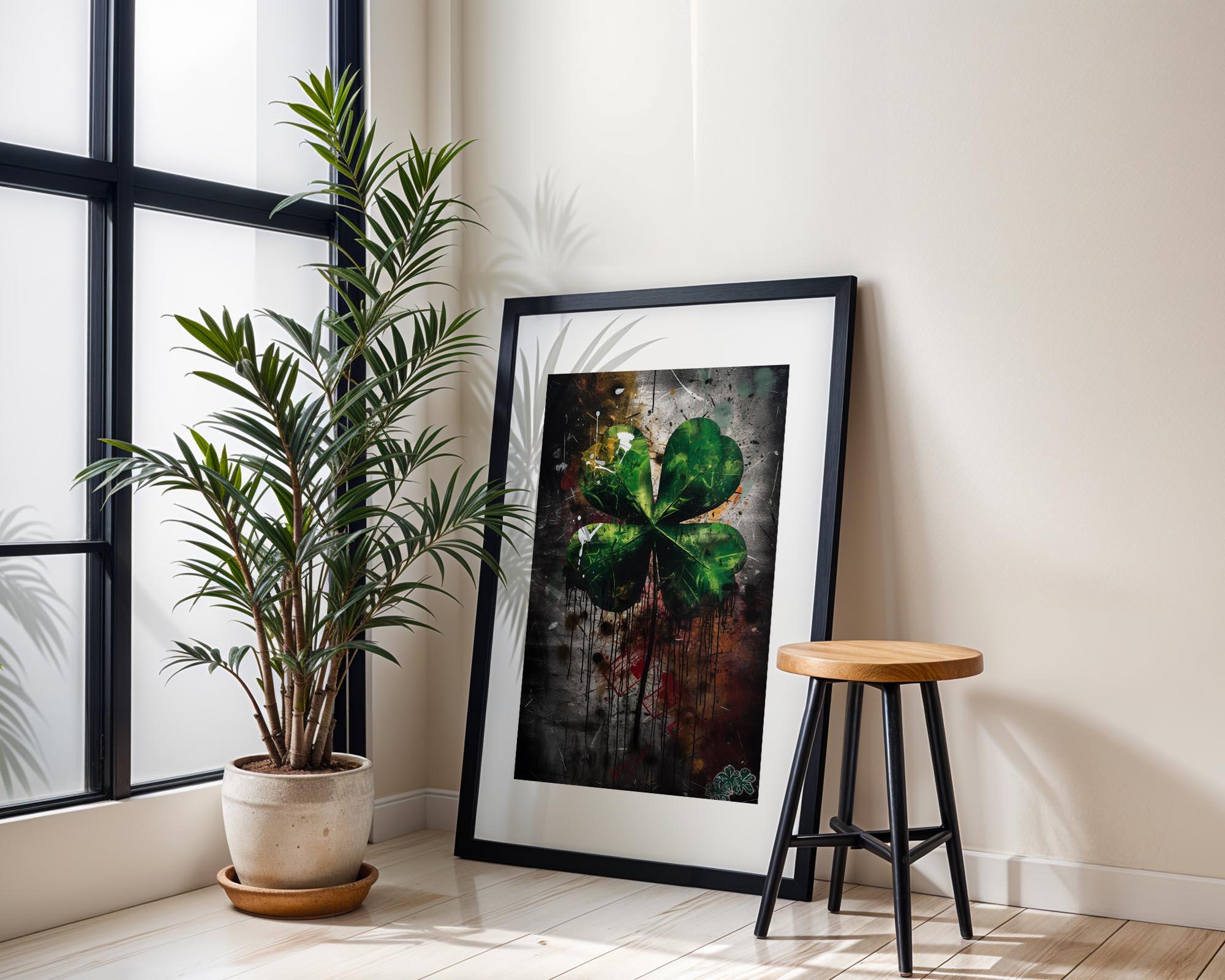Shamrock Graffiti Wall Art, Digital Download, Lucky Charm Irish Clover ...