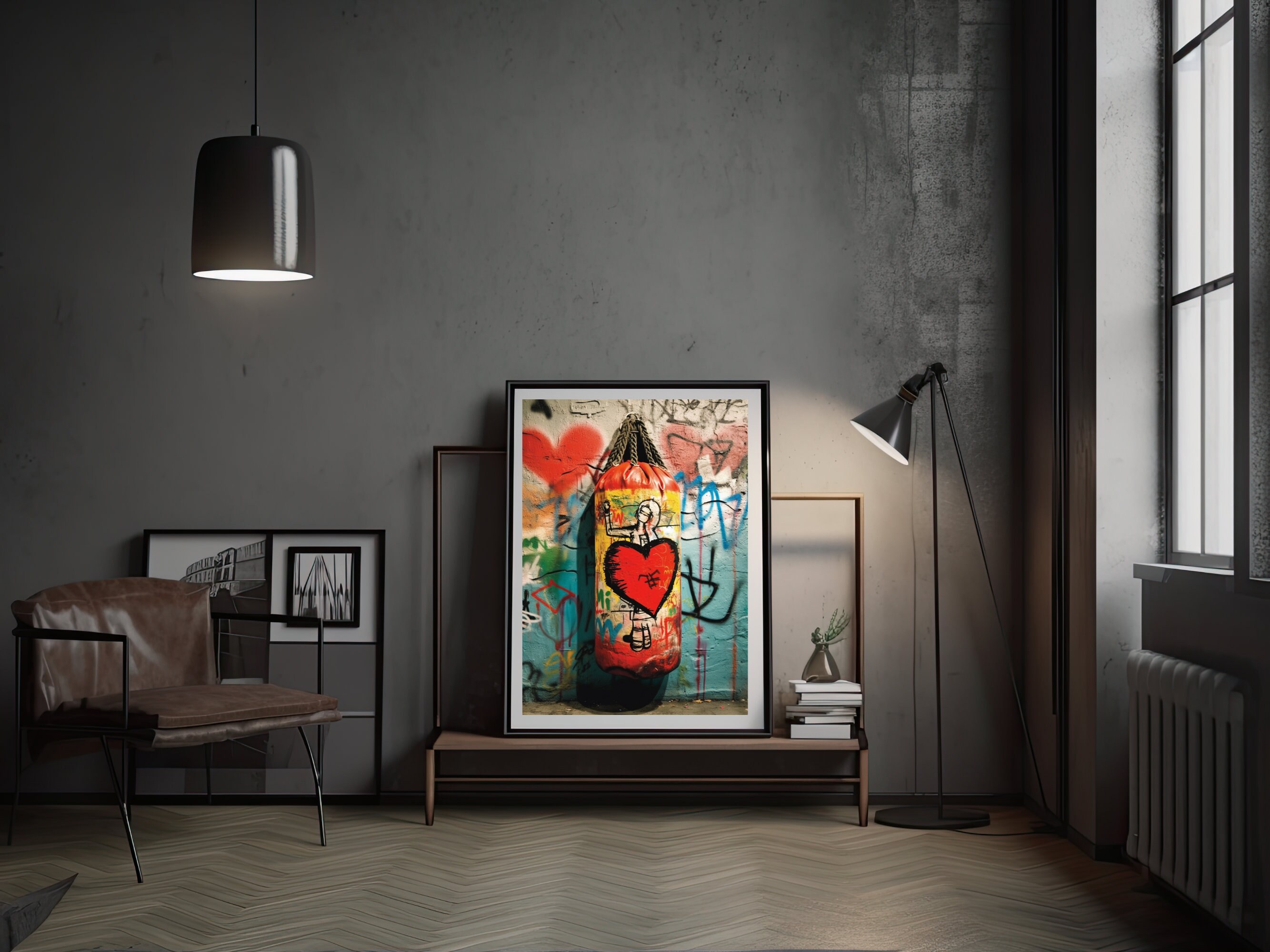 Punching Bag Graffiti Wall Art, Printable Digital, Colorful Boxing Wall ...