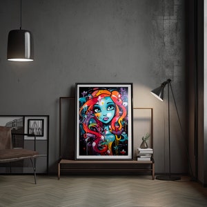 Mermaid Graffiti Wall Art Digital Download Colorful Fantasy - Etsy