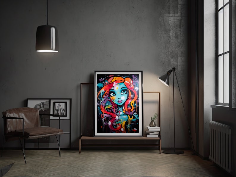 Mermaid Graffiti Wall Art Digital Download Colorful Fantasy - Etsy