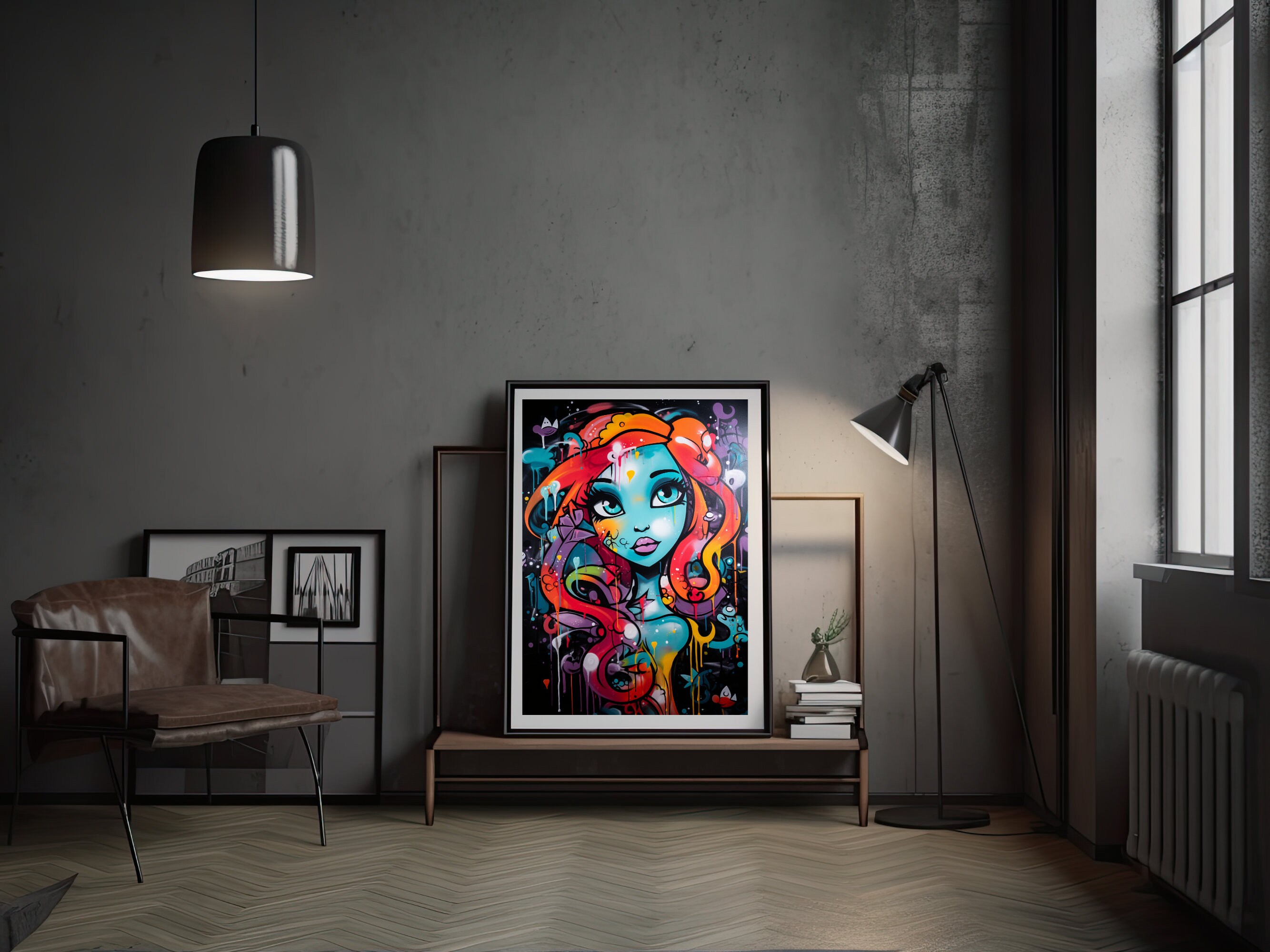 Mermaid Graffiti Wall Art Digital Download Colorful Fantasy - Etsy