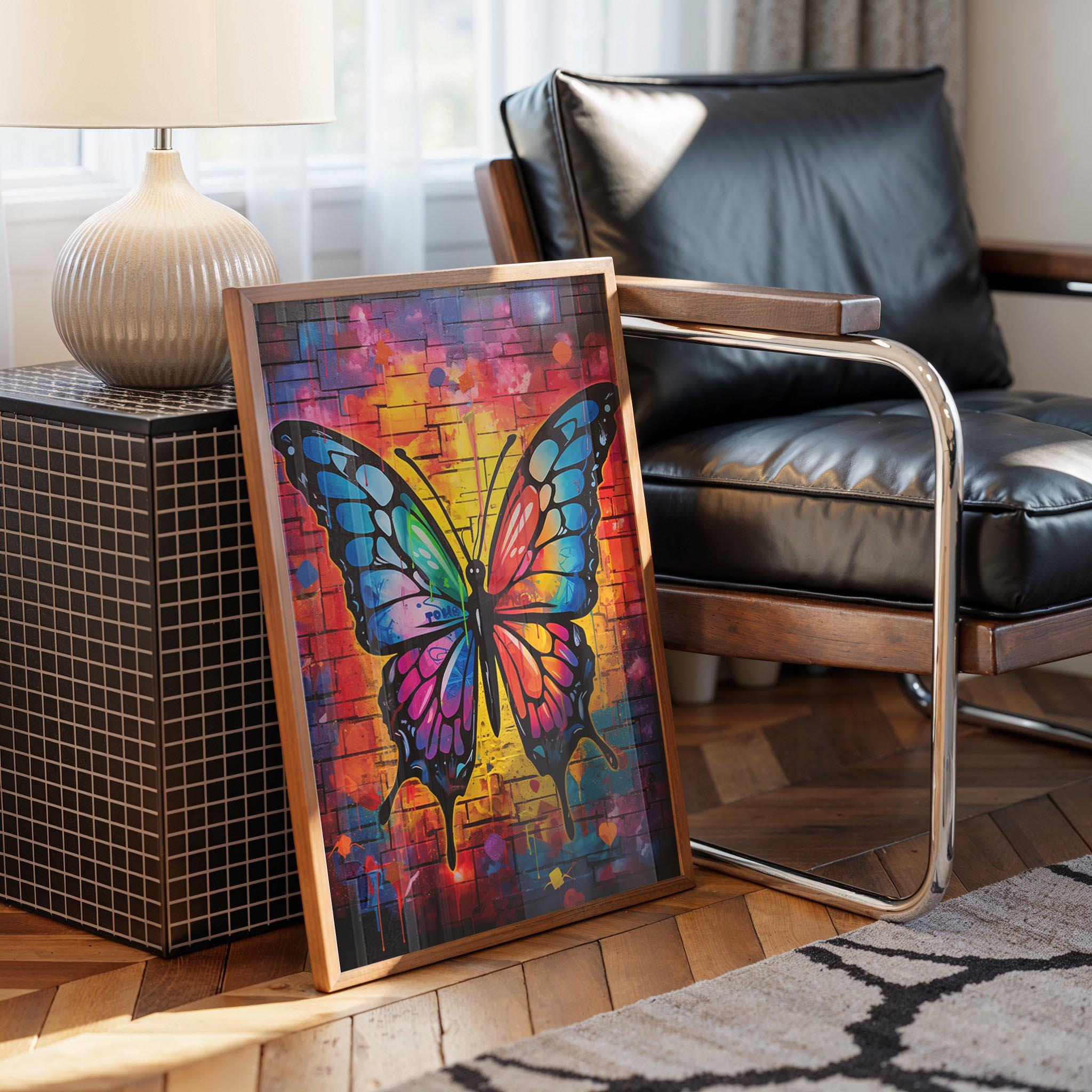 Butterfly Graffiti Wall Art, Digital Butterfly Art Print, Insect Poster ...