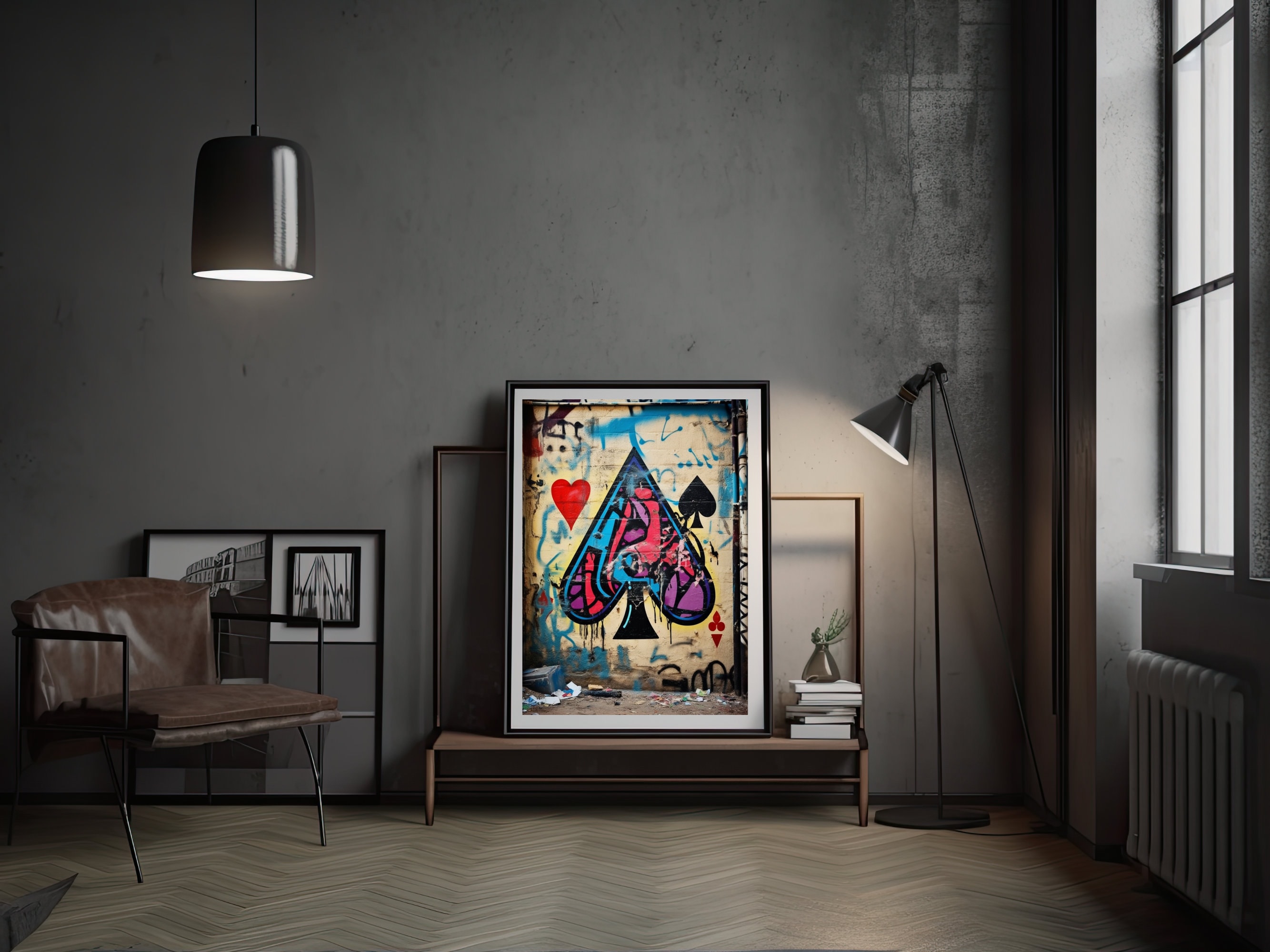 Ace of Spades Graffiti Wall Art, Printable Digital Colorful Playing ...