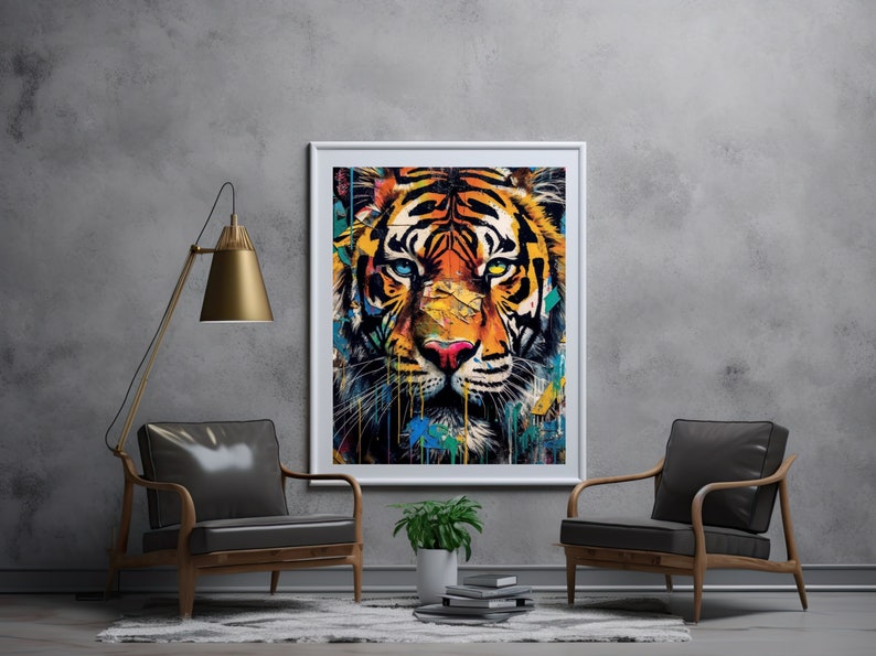 Tiger Graffiti Wall Art Digital Download Colorful Bengal - Etsy