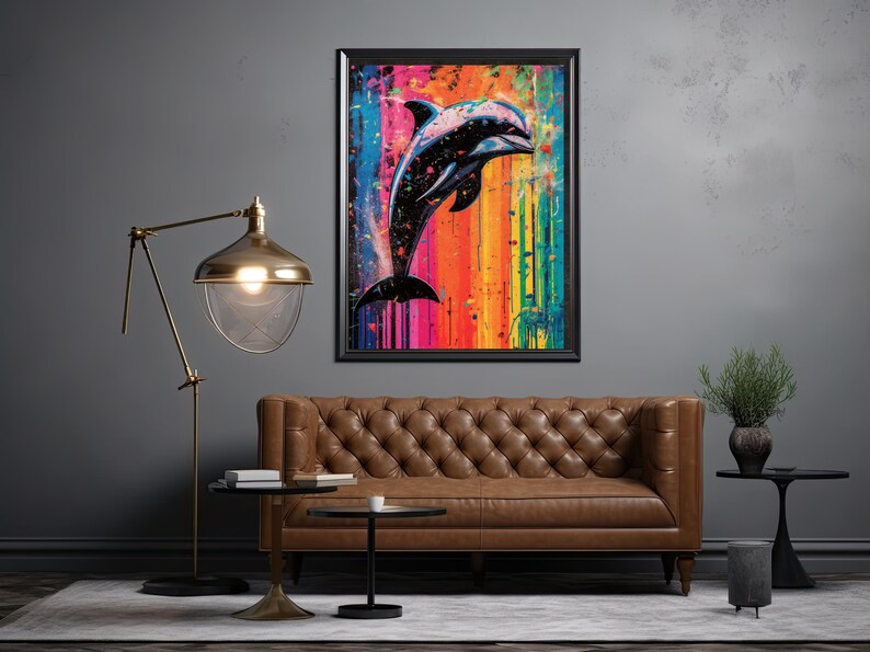 Dolphin Graffiti Wall Art Printable Digital Colorful Dolphin - Etsy