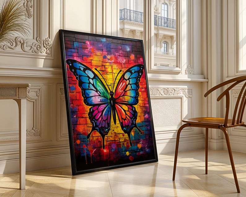 Butterfly Graffiti Wall Art, Digital Butterfly Art Print, Insect Poster ...