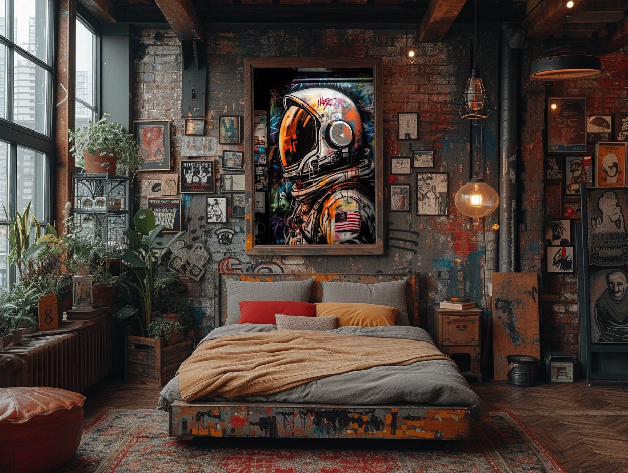 Astronaut Graffiti Wall Art, Astronaut Digital Print, Space Travel ...