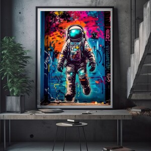 Astronaut Graffiti Wall Art, Digital Download, Modern Street Art Poster ...
