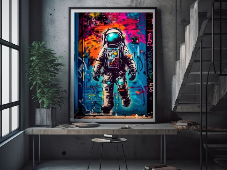 Astronaut Graffiti Wall Art, Digital Download, Modern Street Art Poster ...