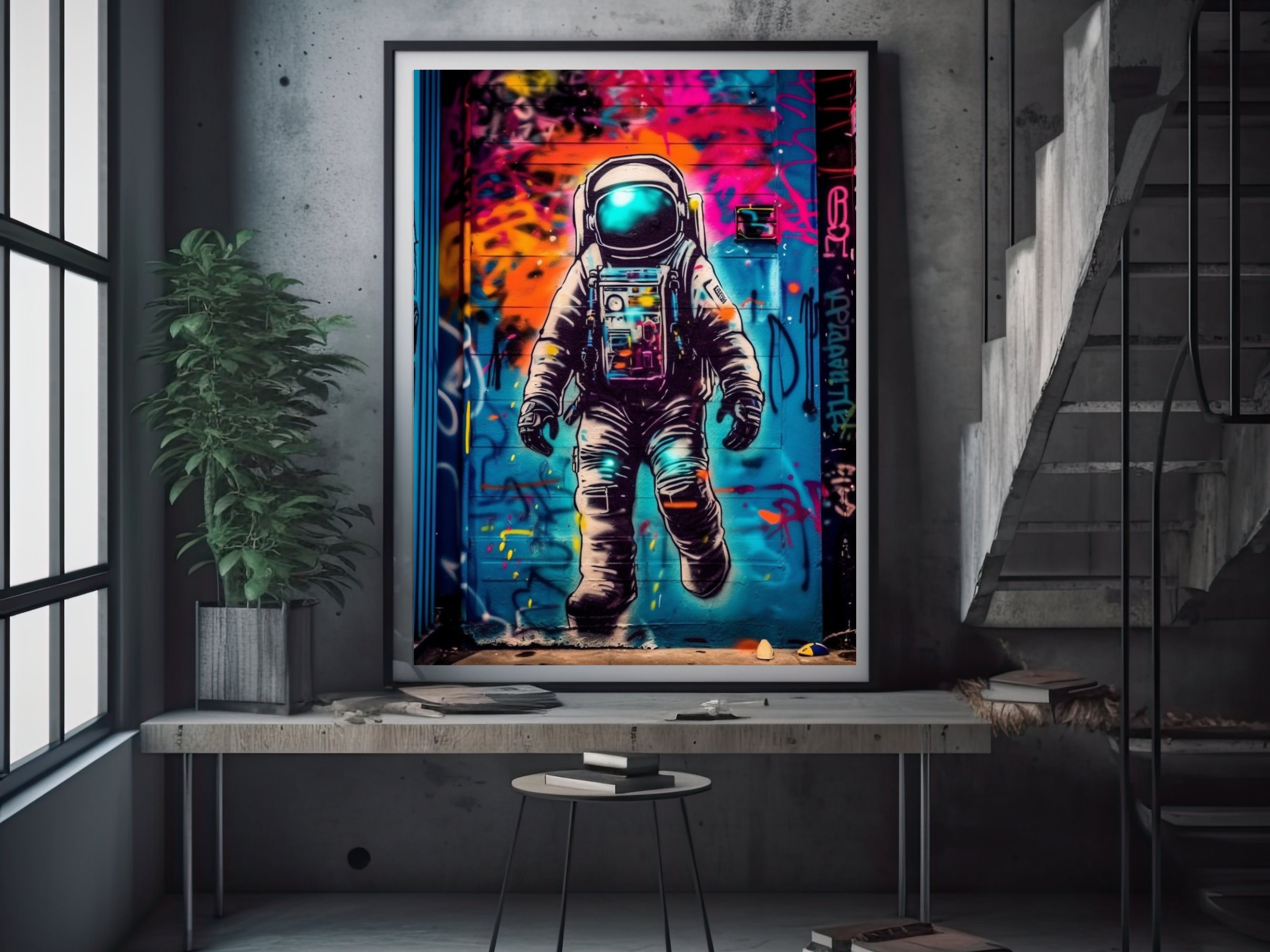 Astronaut Graffiti Wall Art, Digital Download, Modern Street Art Poster ...