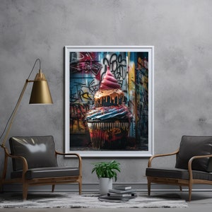 Cupcake Graffiti Wall Art Colorful Cupcake Digital Art - Etsy